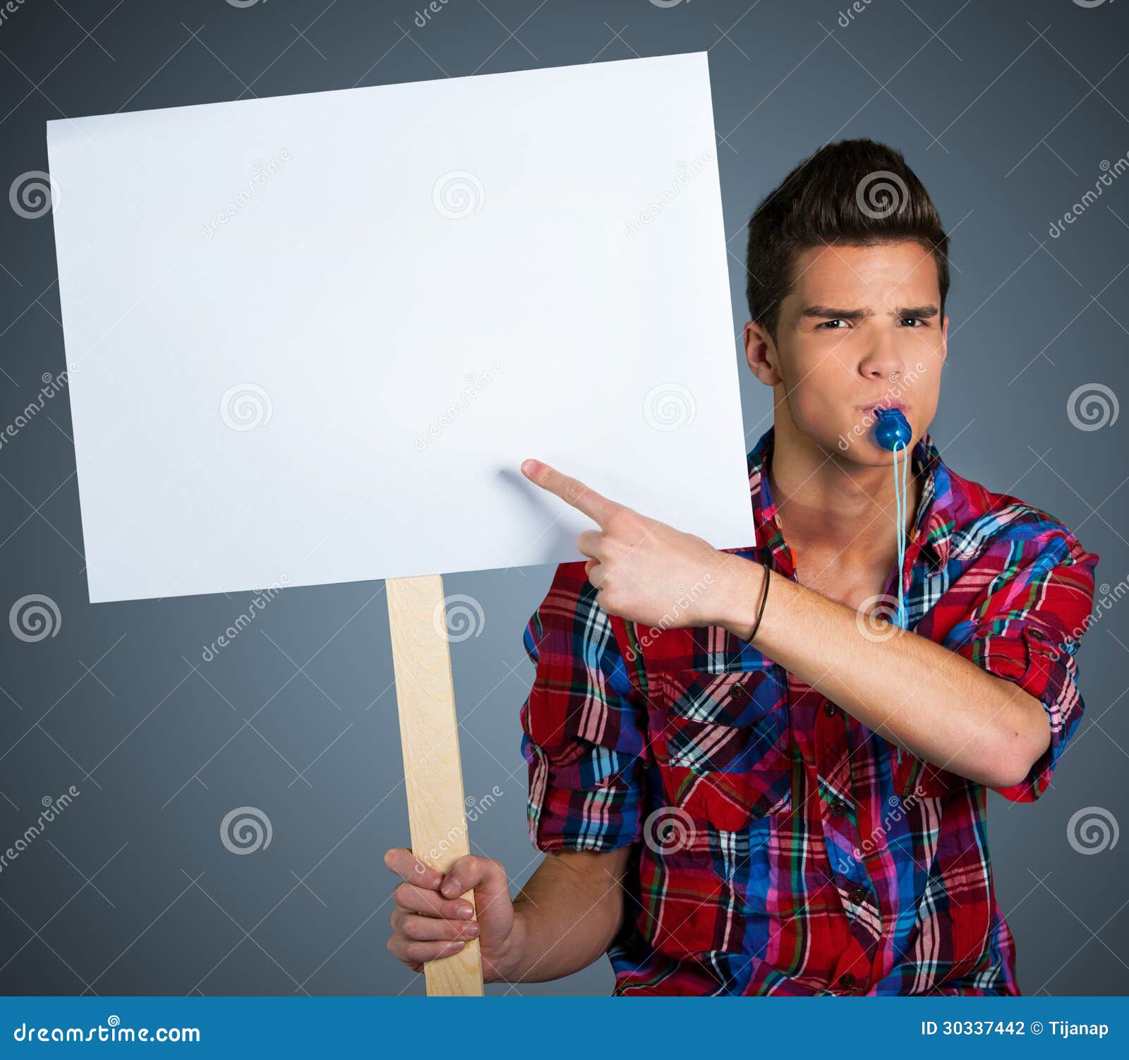 Young Man Protesting with Protest Sign Stock Photo - Image of demand ...