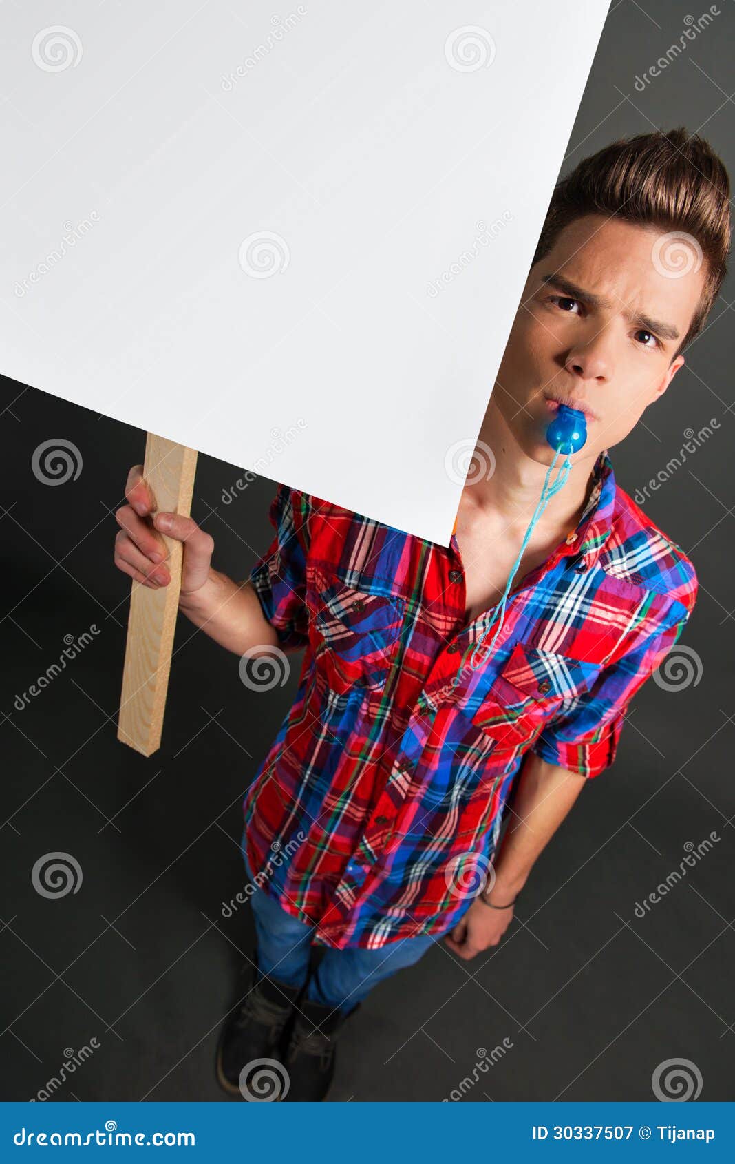 Young Man Protesting with Protest Sign Stock Image - Image of message ...