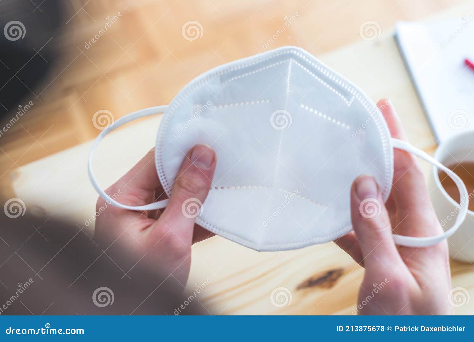 Pulling on Ffp2 Face Mask: Close Up of Ffp2 Mask Stock Photo - Image of ...