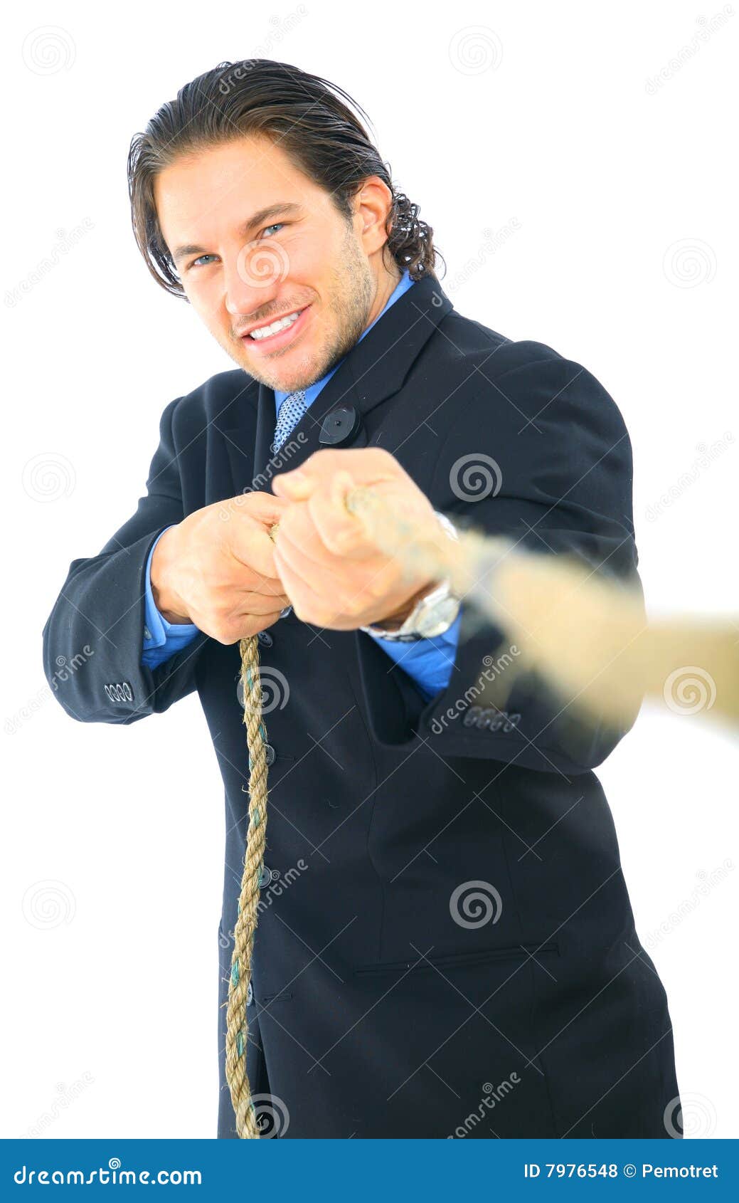 Young Man Pulling Rope Royalty Free Stock Photos - Image: 7976548