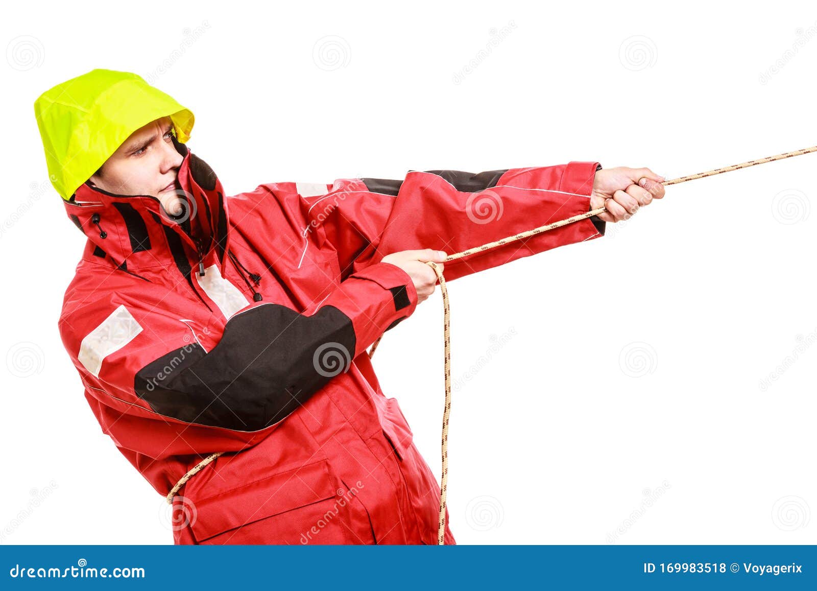 Young man pulling a rope stock photo. Image of firefighter - 169983518