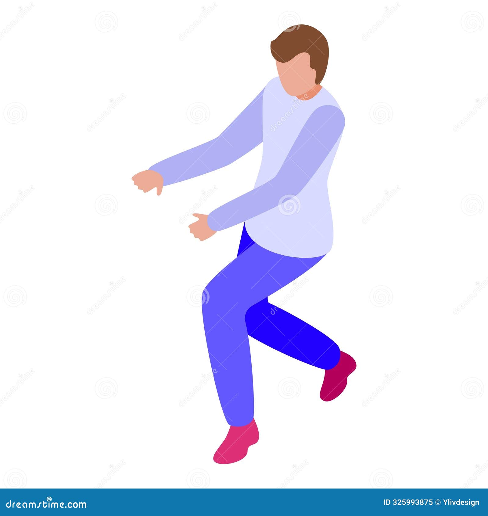 Young Man Pushing Something Invisible Isometric Illustration Stock ...