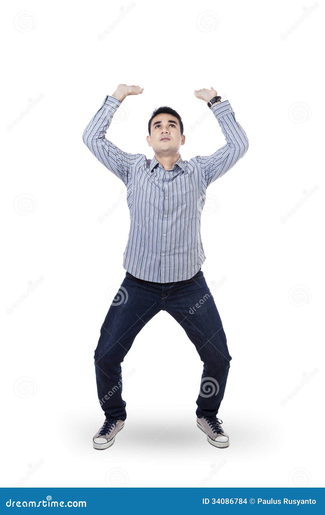 Young Man Pushing Something Stock Photo - Image of move, full: 34086784