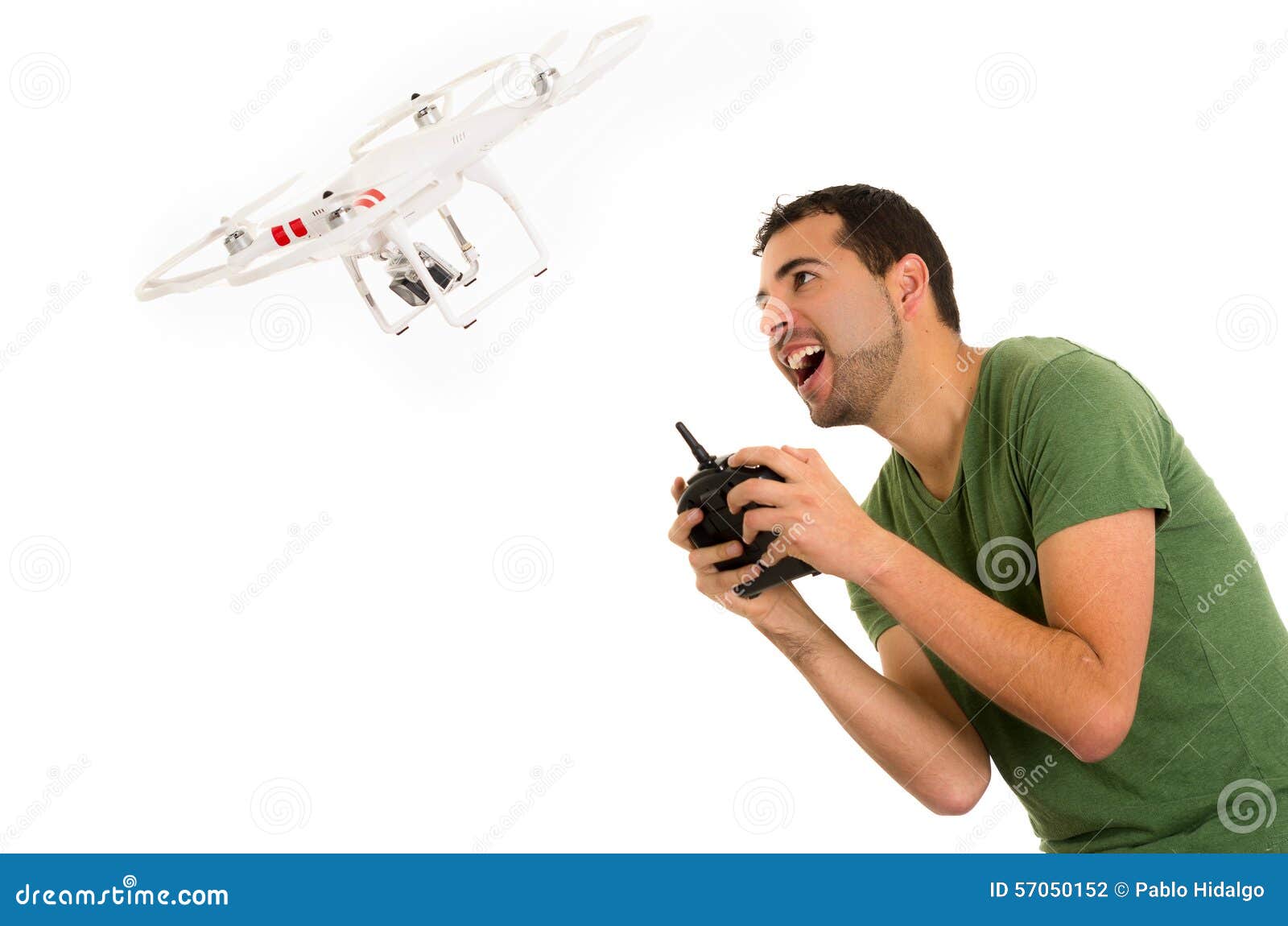 Young Man with Quadcopter Drone Stock Photo - Image of flying, black ...