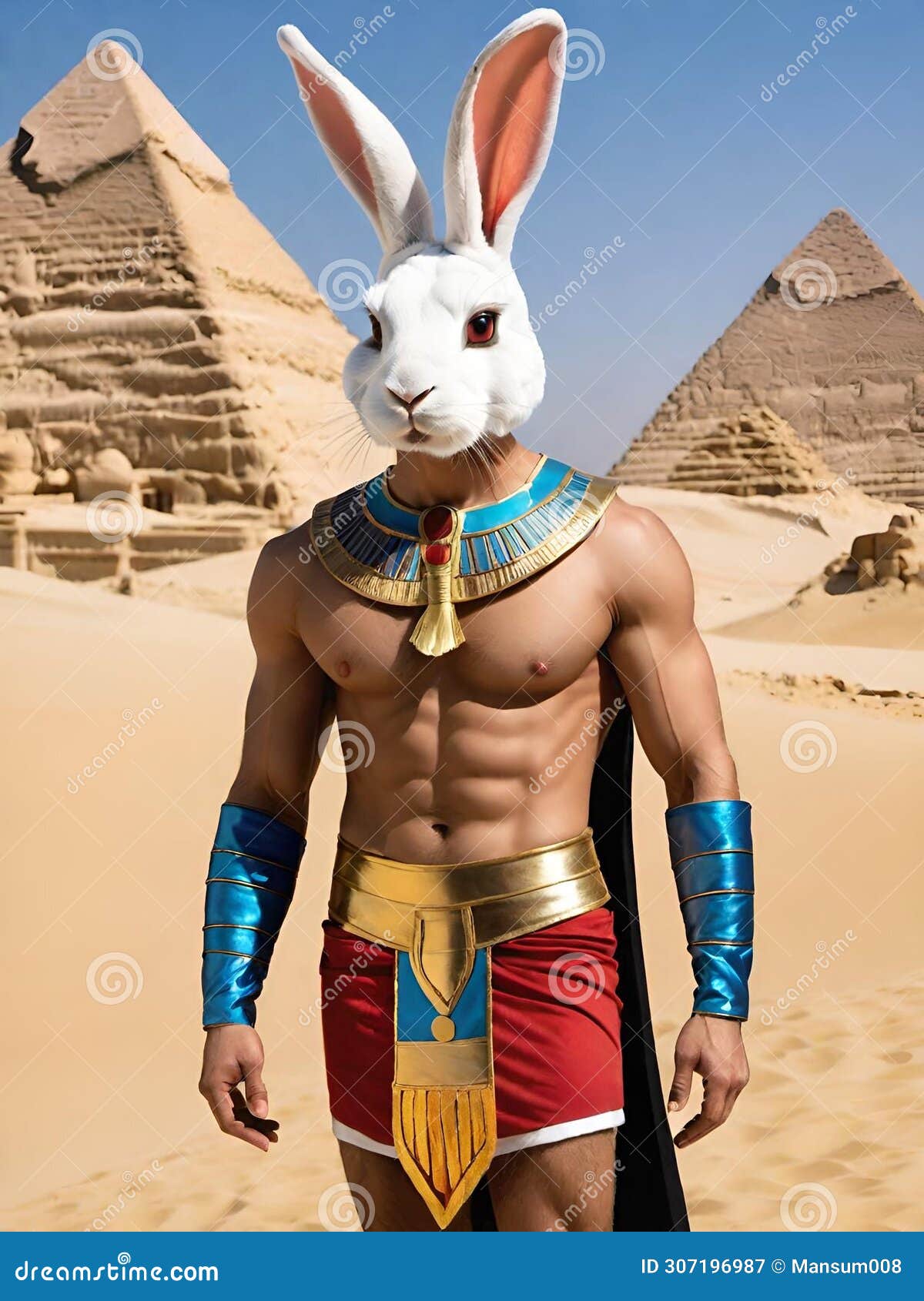 Young Man with a Rabbit on the Background of the Desert Stock ...