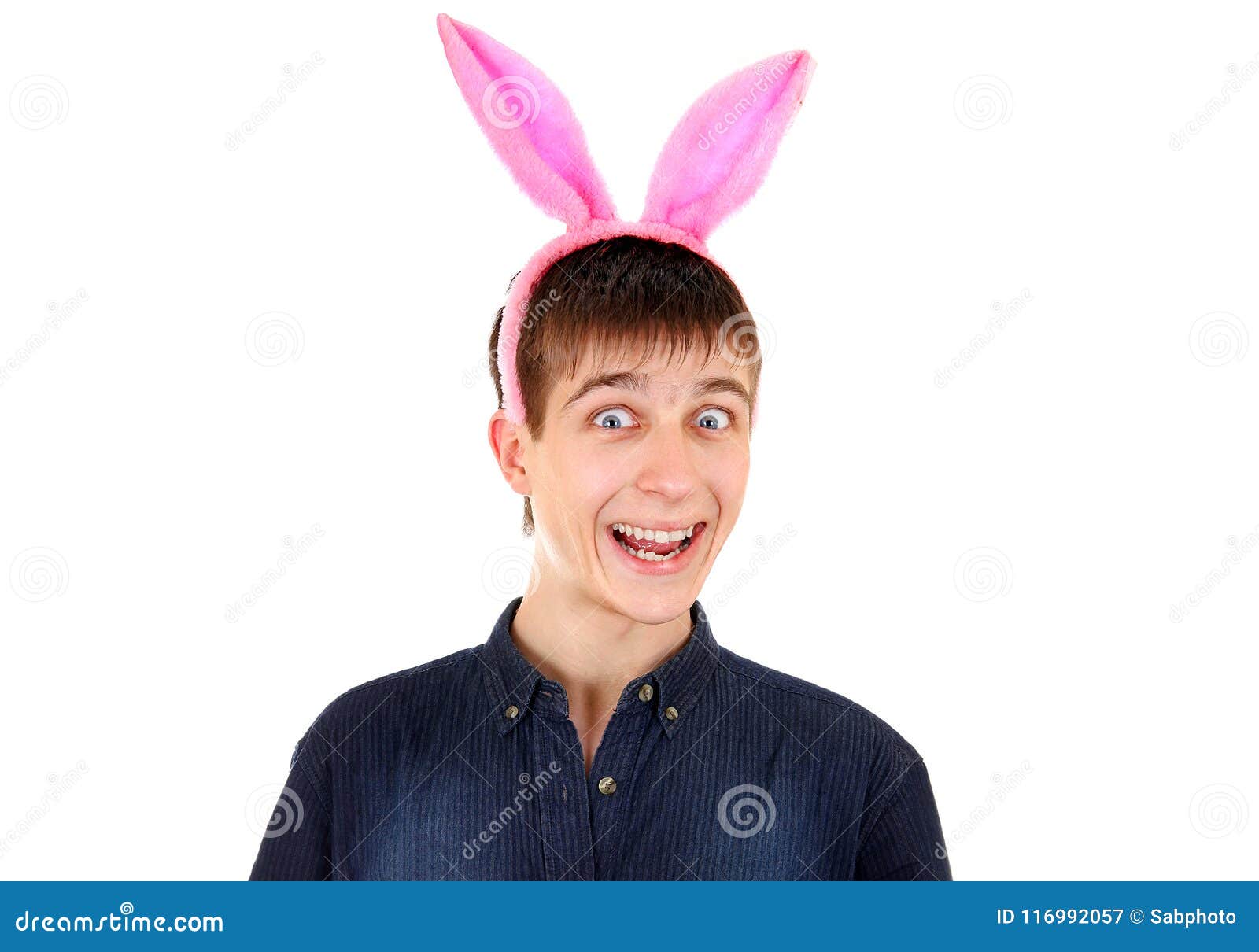 Young Man with Rabbit Ears stock image. Image of happiness - 116992057