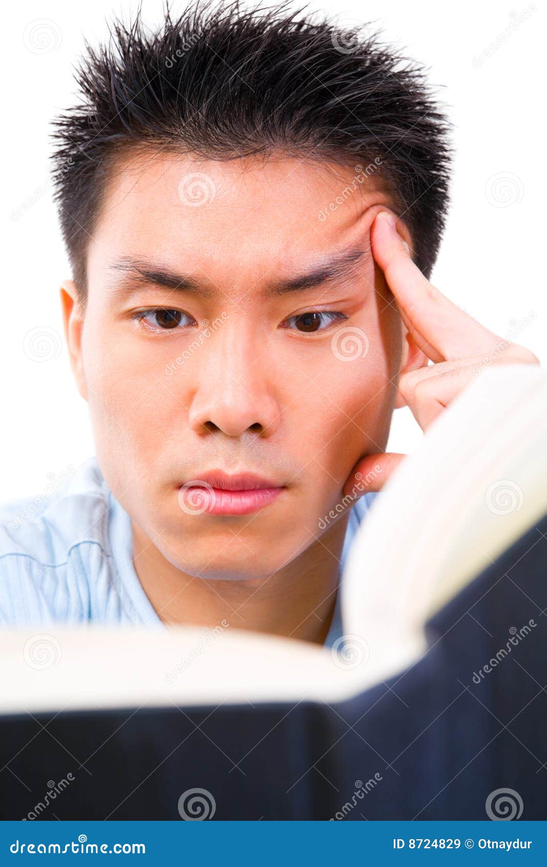 Young Man Rading Book Seriously Stock Image - Image of smart, alone ...