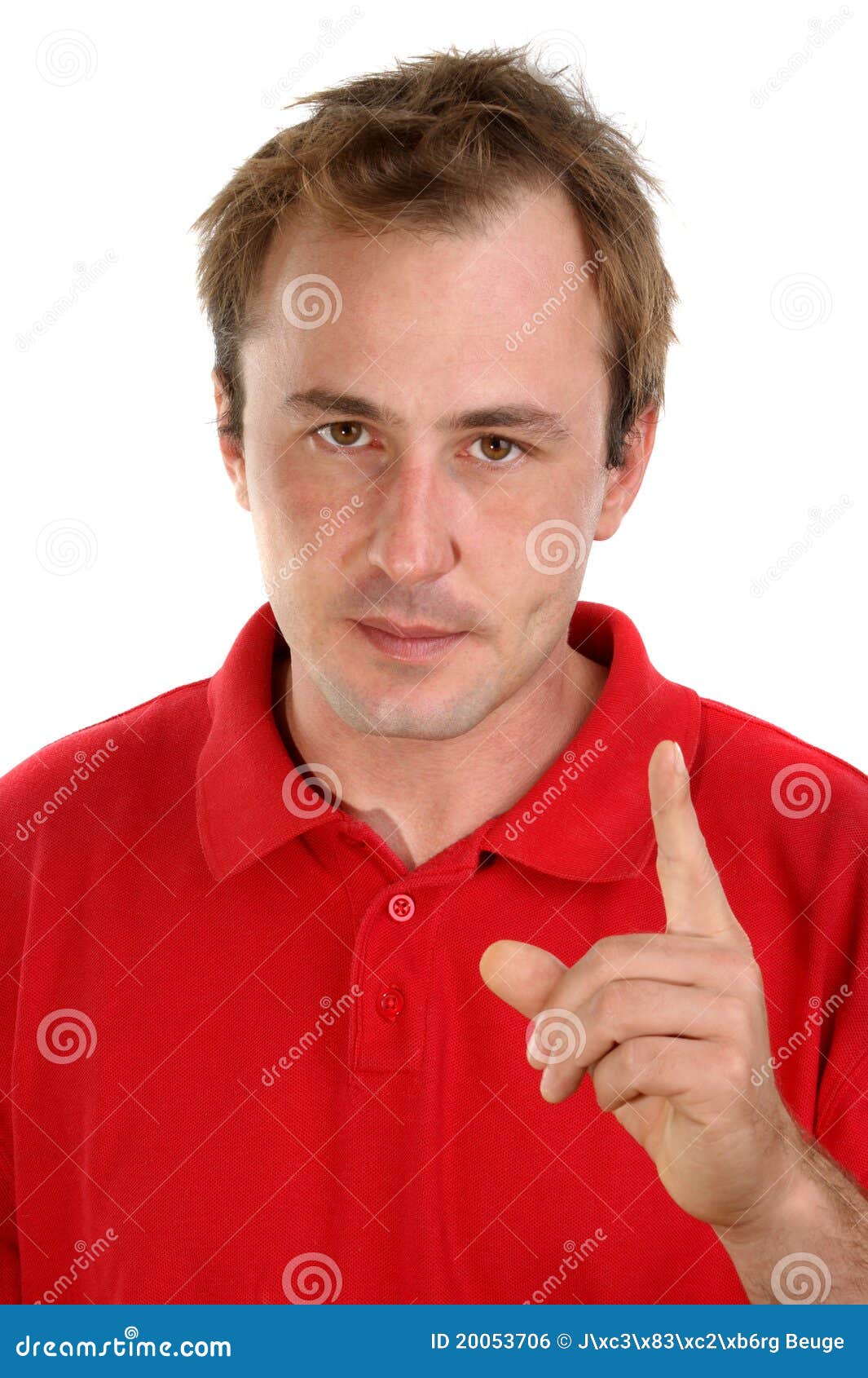 Young Man with a Raised Hand Stock Photo - Image of innuendo, finger ...