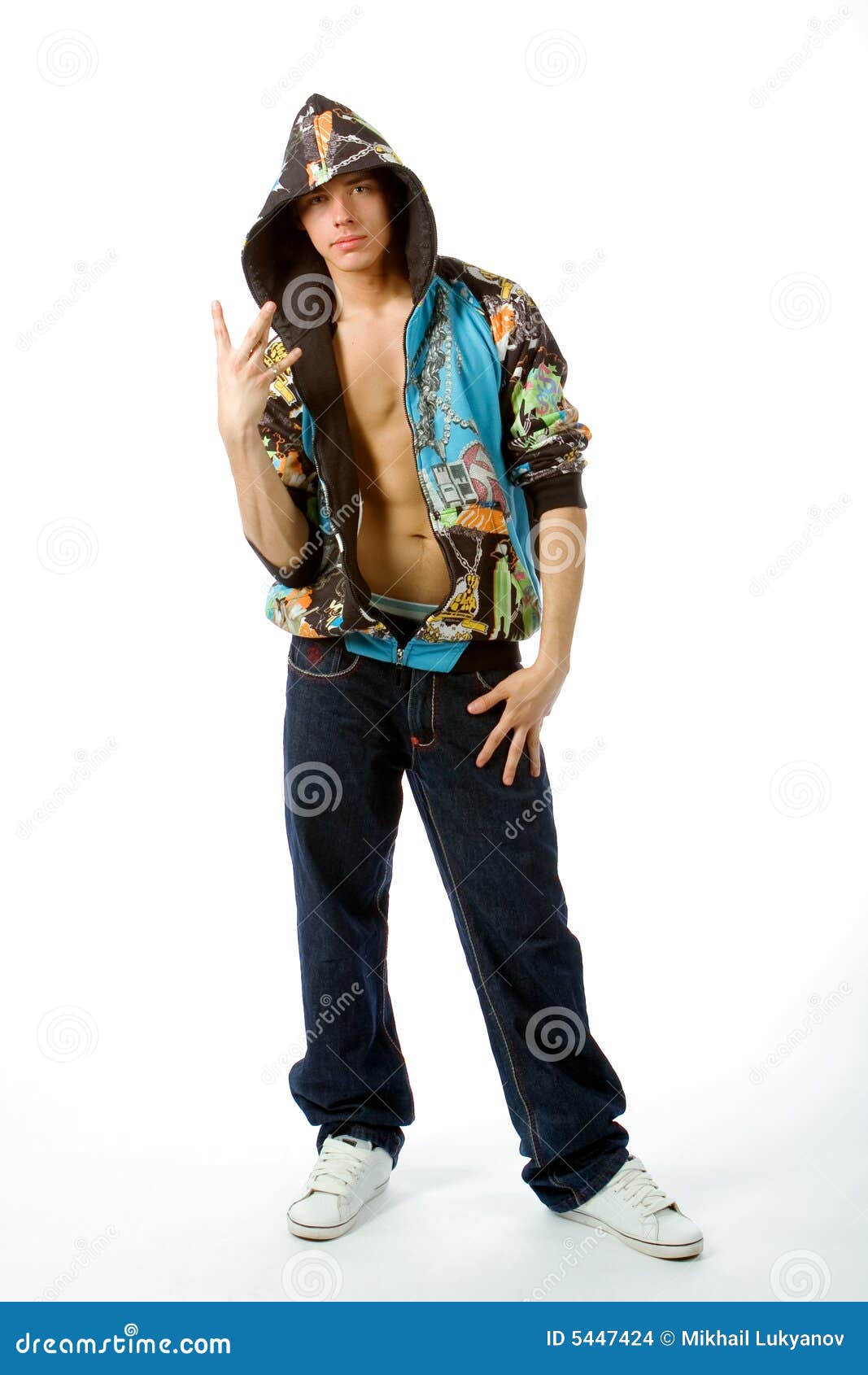 The Young Man in Rapper Clothes Stock Photo - Image of audio, handsome ...