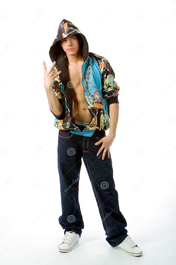 The Young Man in Rapper Clothes Stock Photo - Image of audio, handsome ...