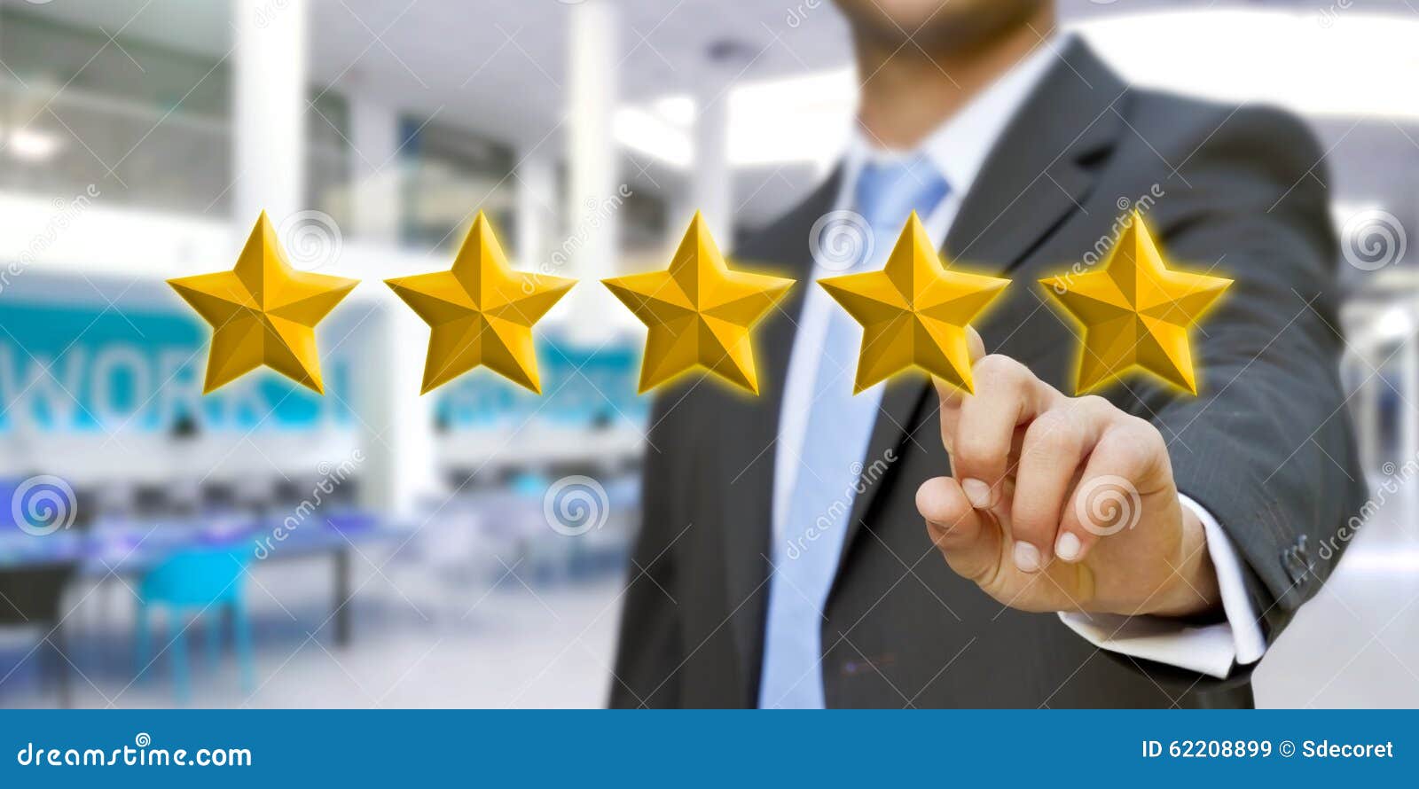 Young man rating stars stock illustration. Illustration of solution ...