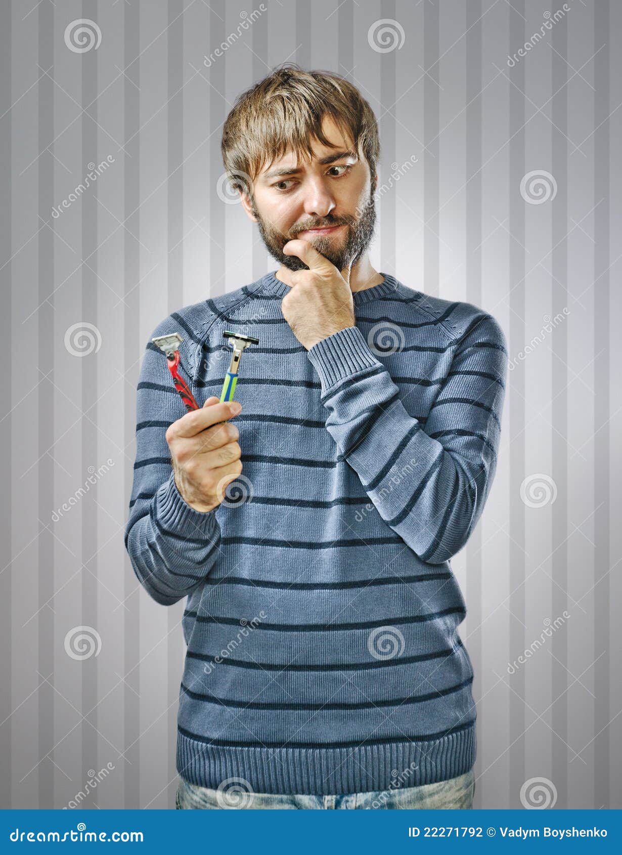 Young Man with Razors stock photo. Image of hygiene, human - 22271792