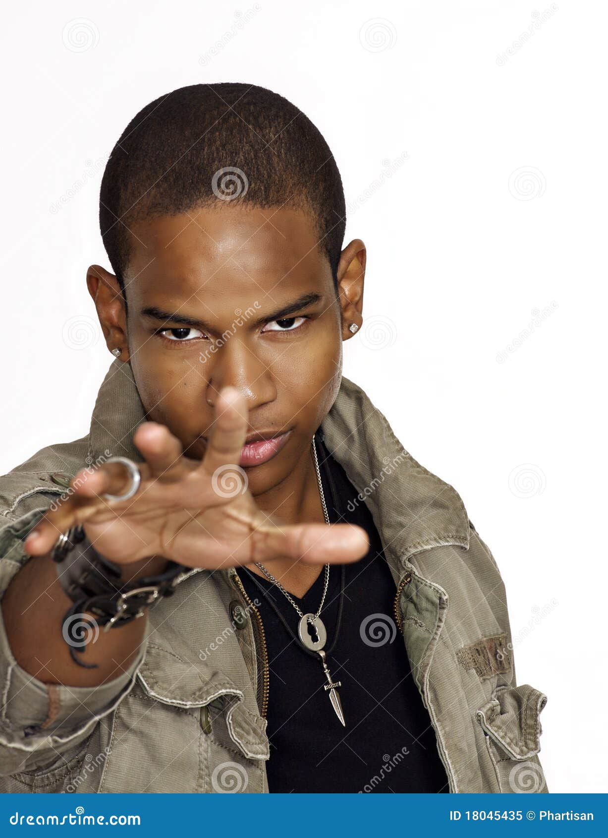 Young man reaching out. stock image. Image of expression - 18045435