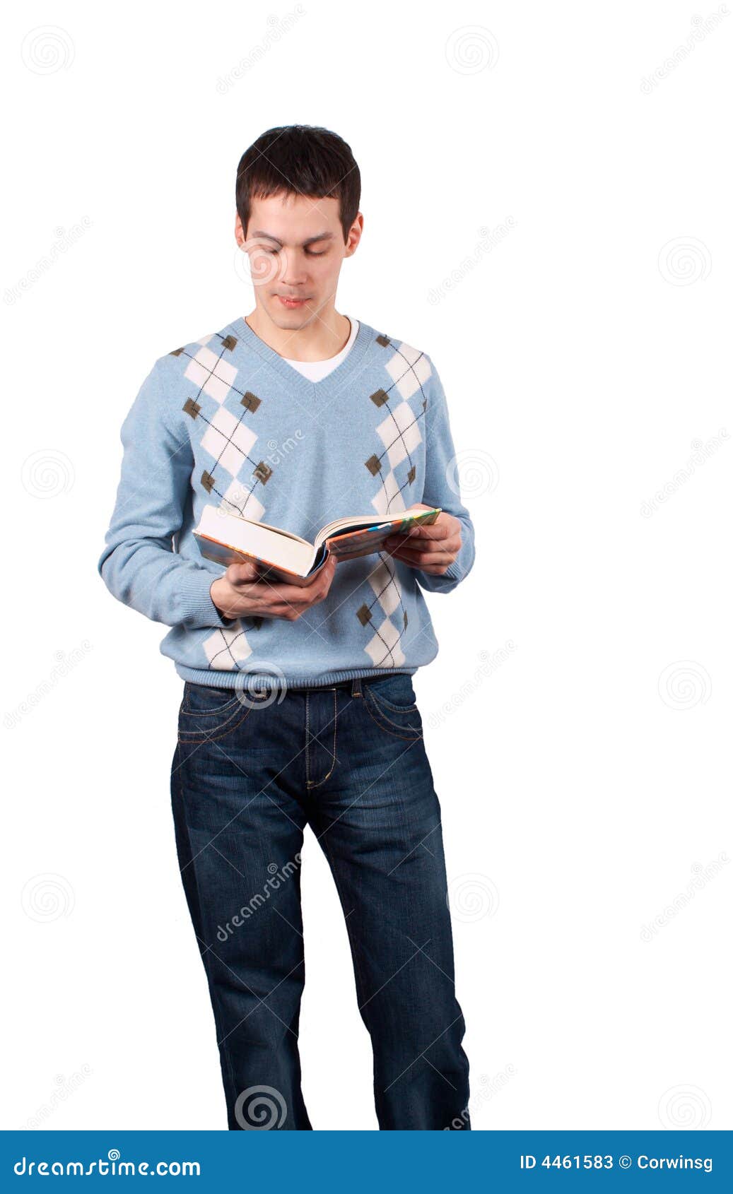 Young man read book stock image. Image of stand, lifestyle - 4461583