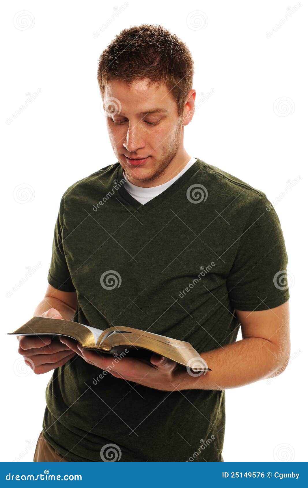 Young Man Reading the Bible Stock Photo - Image of isolated ...