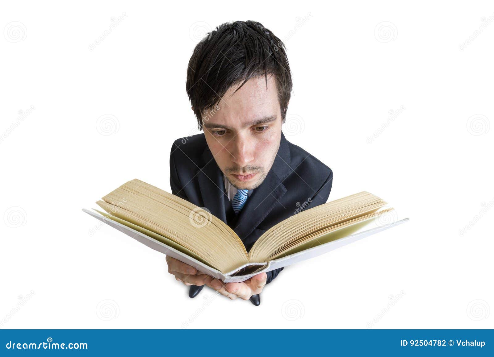 Young Man is Reading a Book. View from Above Stock Photo - Image of ...