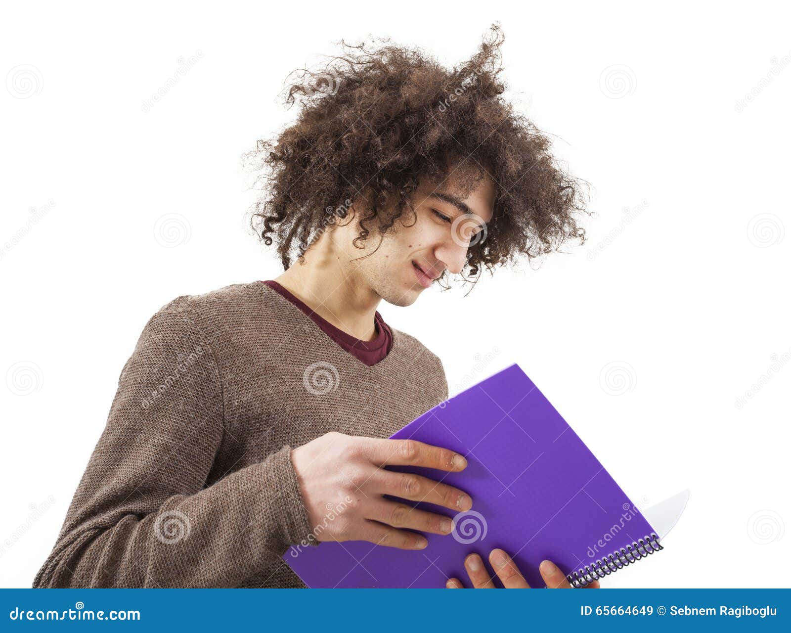 Young Man Reading Book on White Background Stock Image - Image of ...