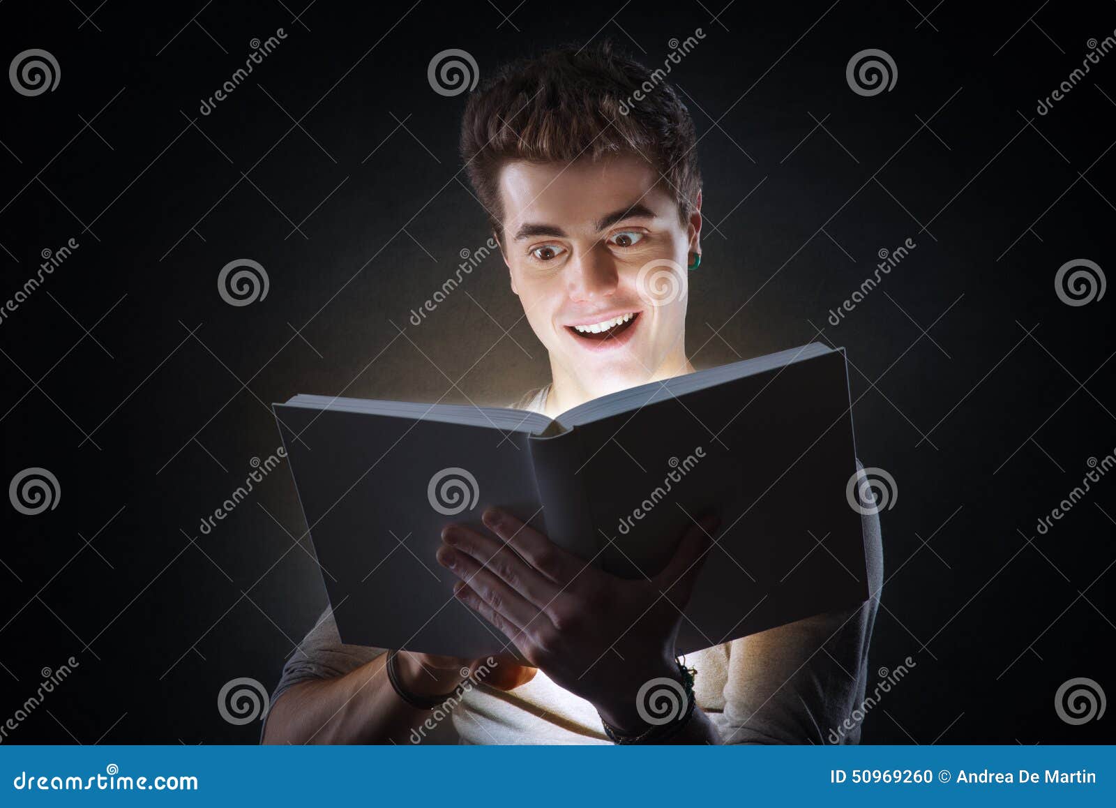 Young Man Reading an Exciting Book Stock Photo - Image of creepy ...