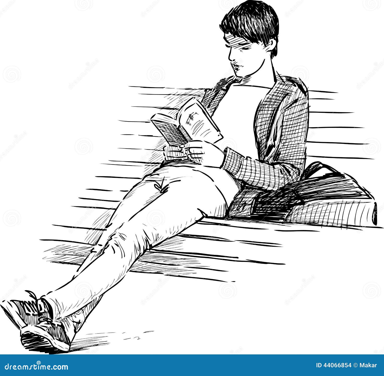 Young Man Reading Stock Vector - Image: 44066854