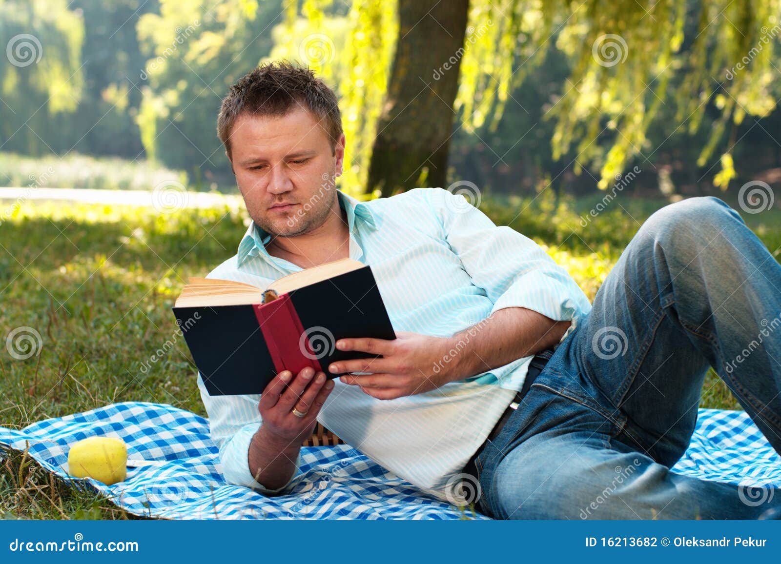 Young man reads book stock photo. Image of thoughtful - 16213682