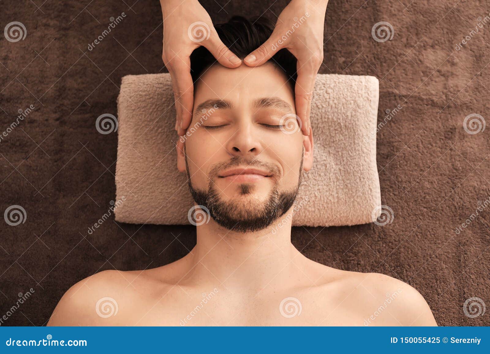Young Man Receiving Massage At Spa Salon Stock Image Image Of Male