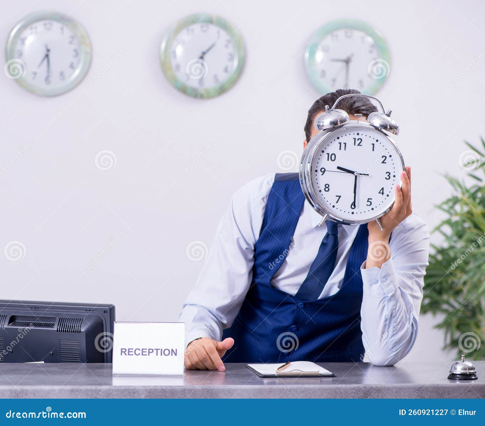 Young Man Receptionist at the Hotel Counter Stock Image - Image of ...