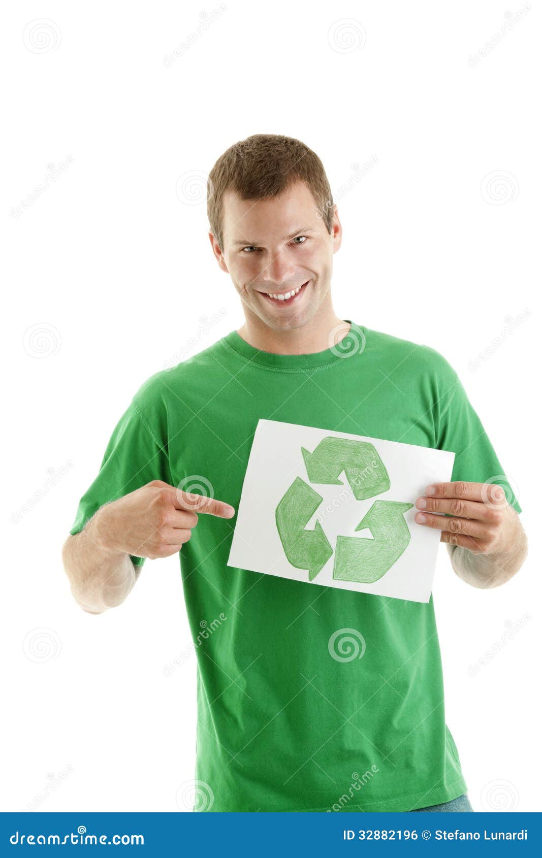 Young Man with Recycling Symbol Stock Photo - Image of environment ...