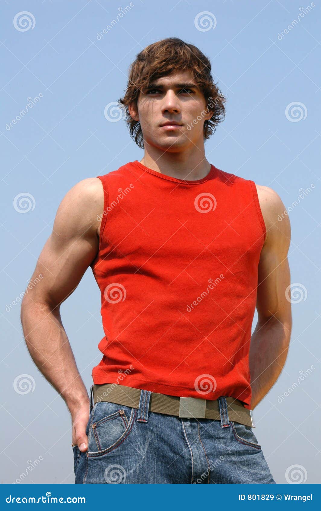Young Man in Red stock image. Image of gorgeous, bodybuilder - 801829