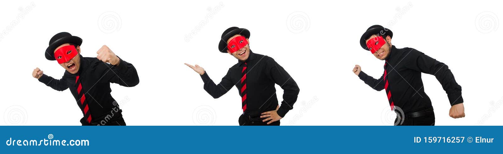 Young Man with Red Mask Isolated on White Stock Image - Image of ...