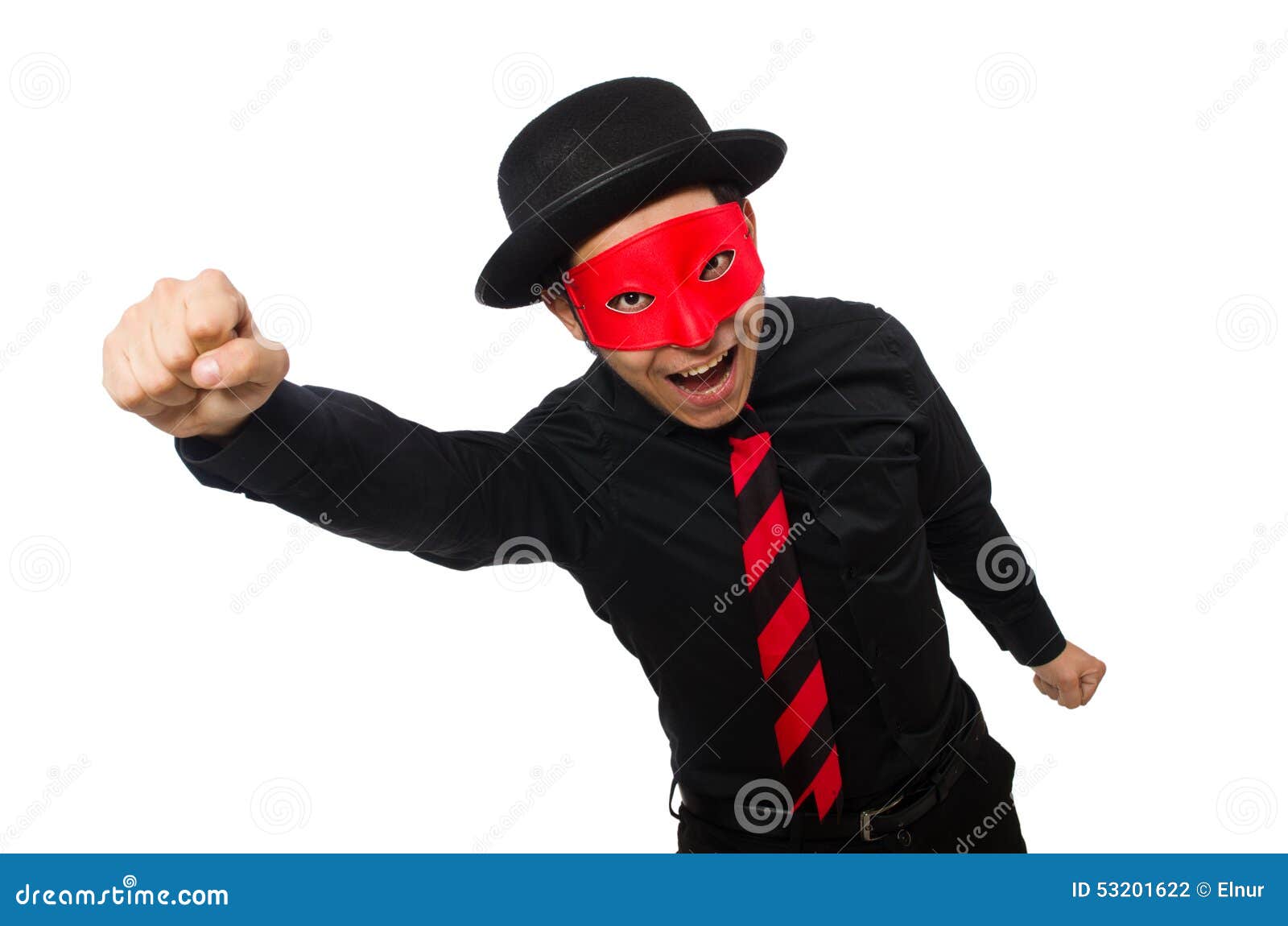 Young Man with Red Mask Isolated on White Stock Photo - Image of ...