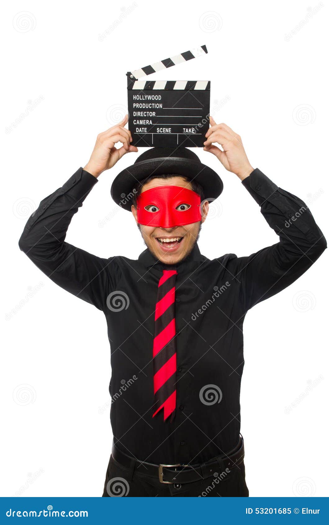 Young Man with Red Mask Isolated on White Stock Image - Image of ...