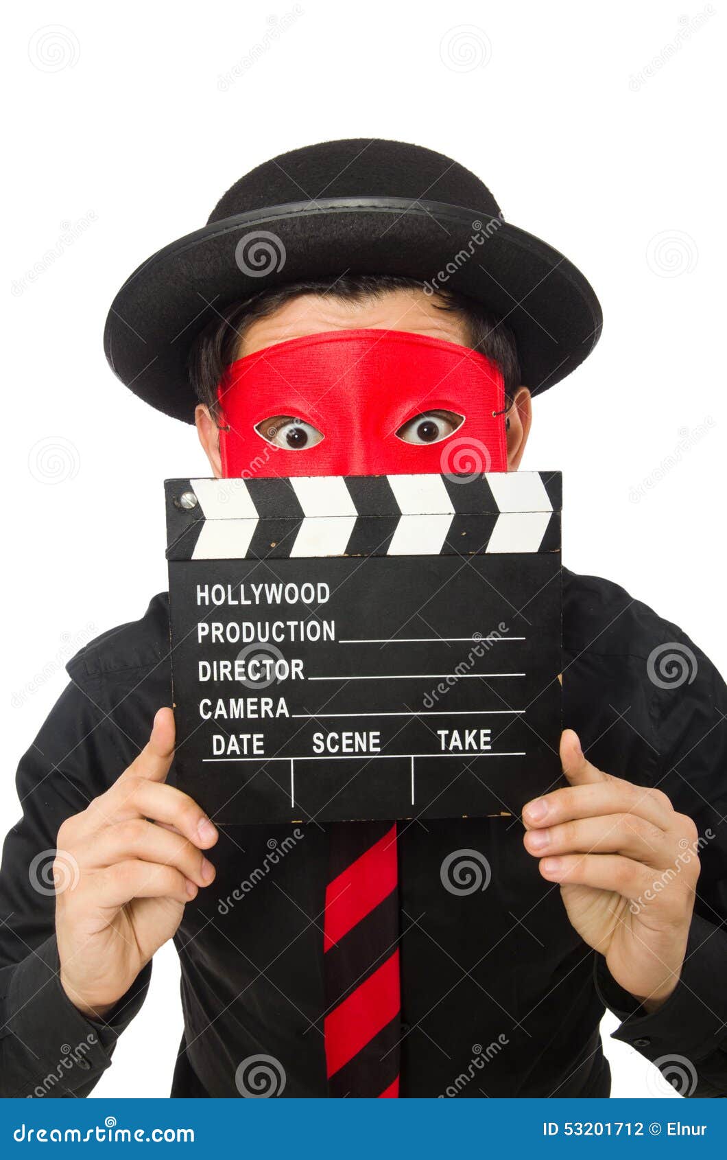 Young Man with Red Mask Isolated on White Stock Photo - Image of attire ...