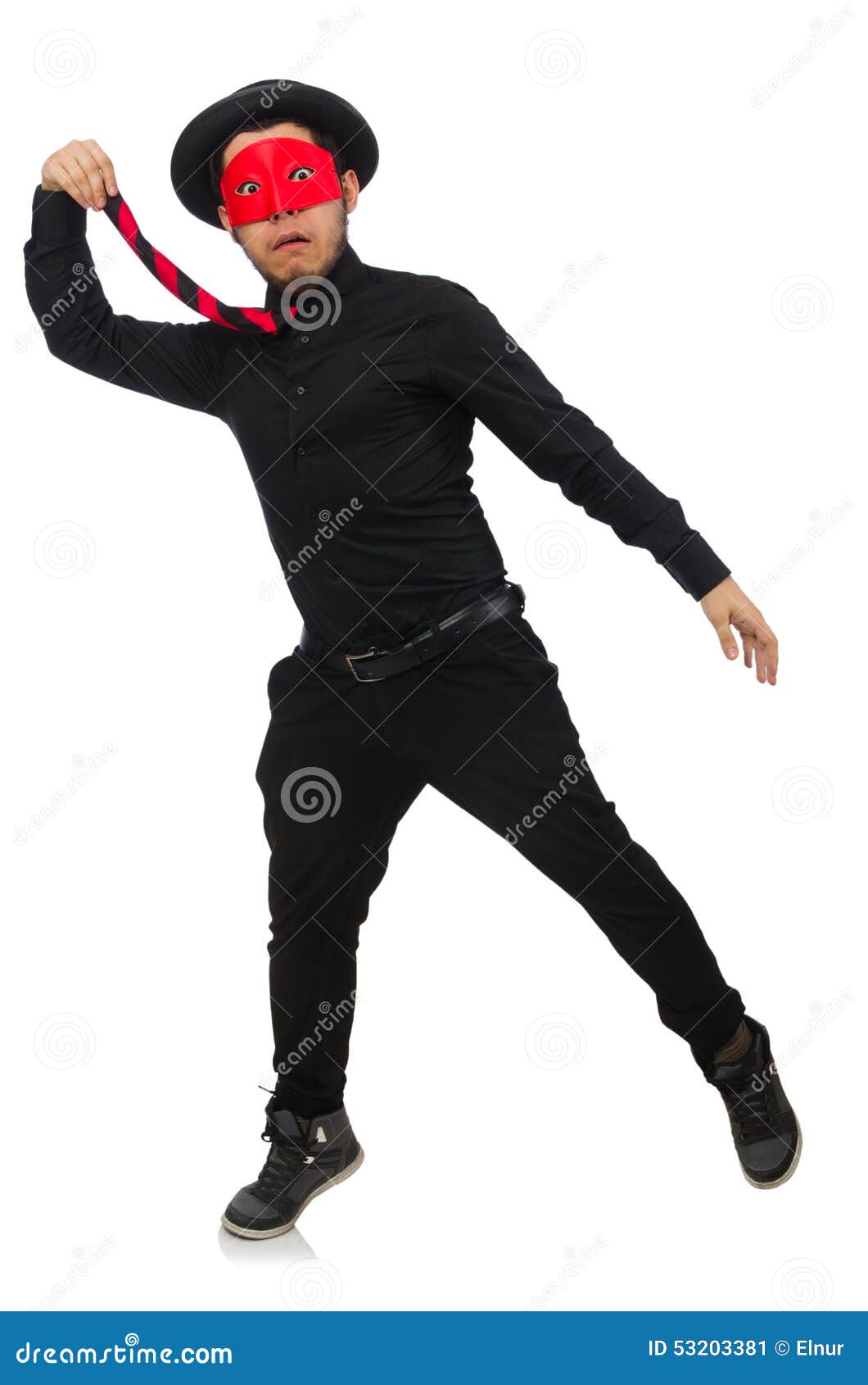 Young Man with Red Mask Isolated on White Stock Image - Image of ...