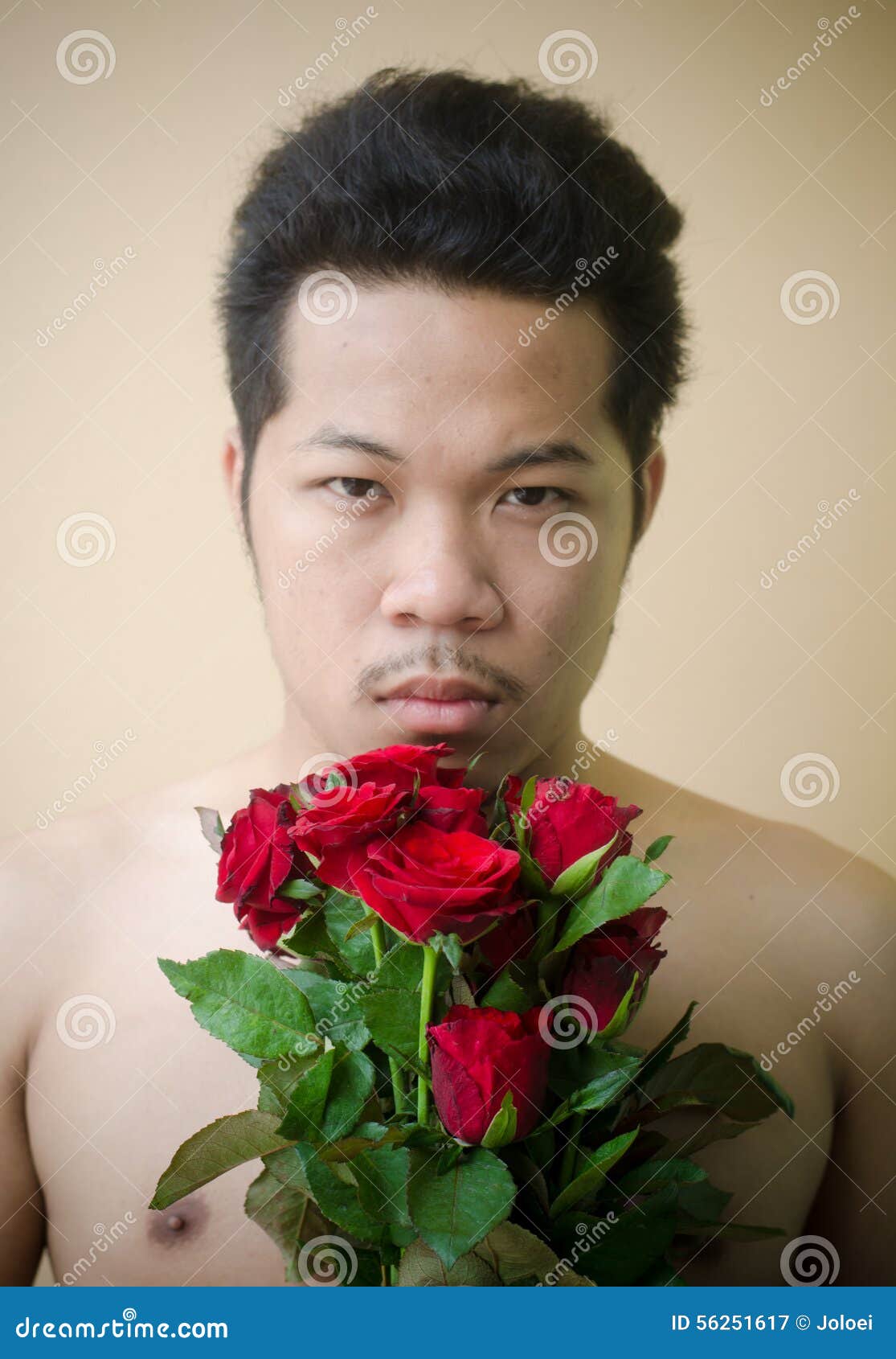 Young man and red rose stock image. Image of bouquet - 56251617