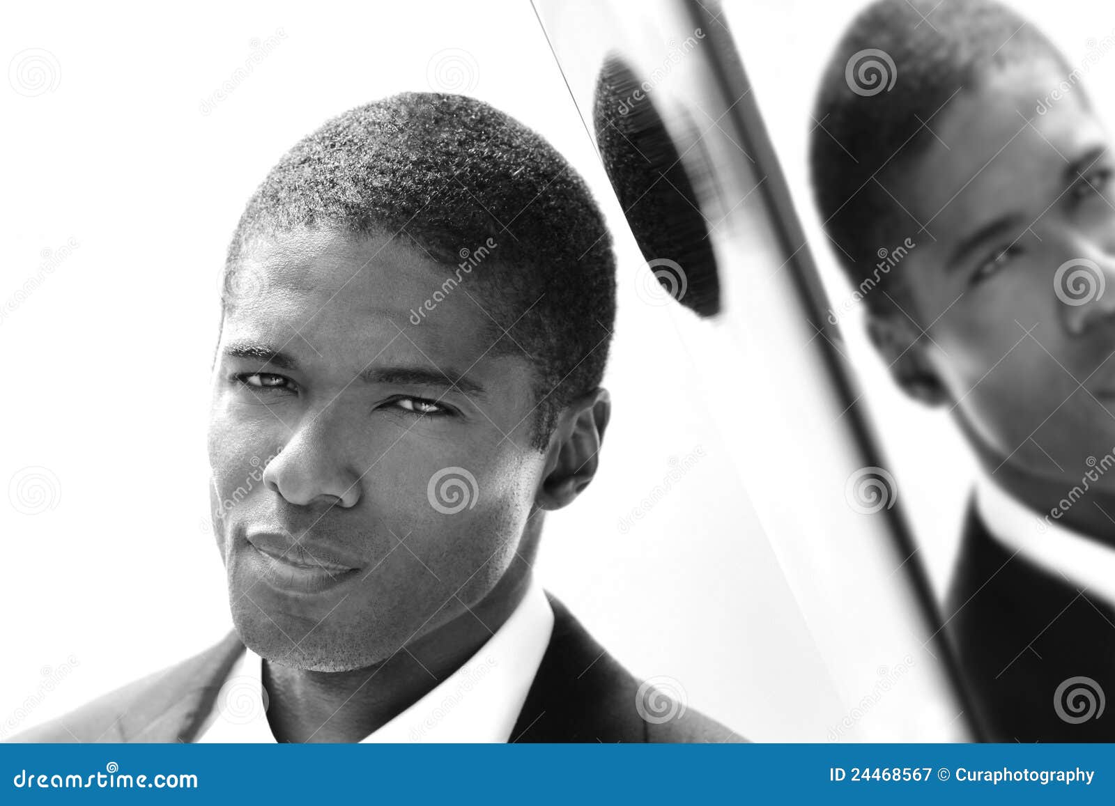 Young man with reflection stock image. Image of executive - 24468567