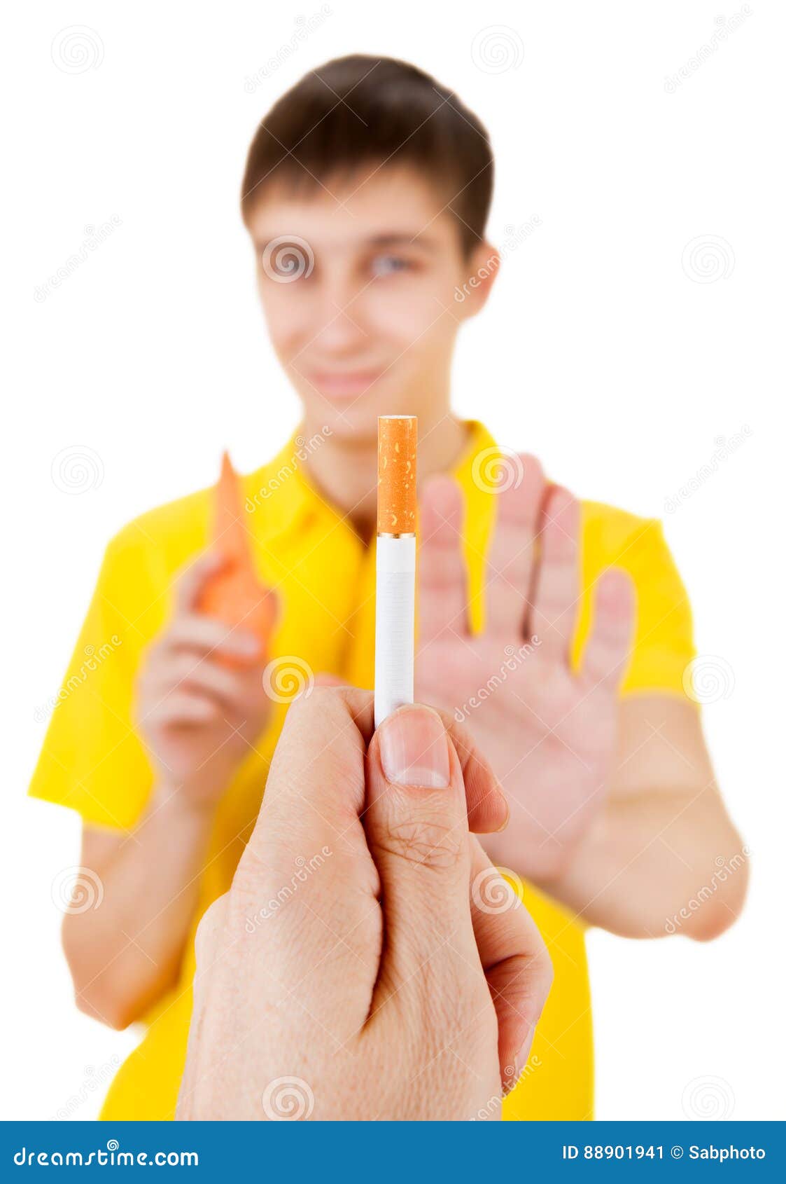 Young Man Refuse a Cigarette Stock Image - Image of refuse, male: 88901941