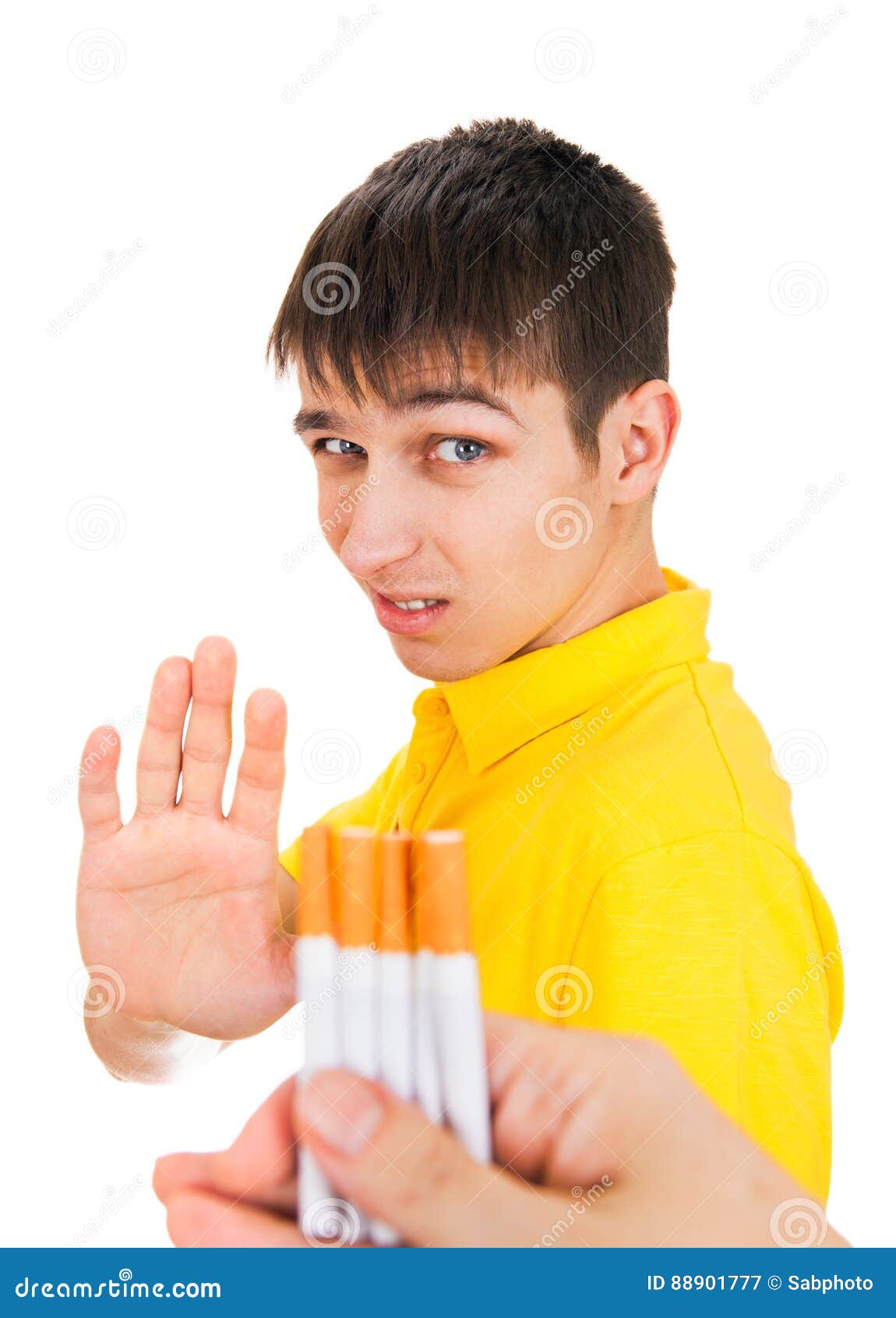 Young Man Refuse a Cigarette Stock Image - Image of face, gesture: 88901777