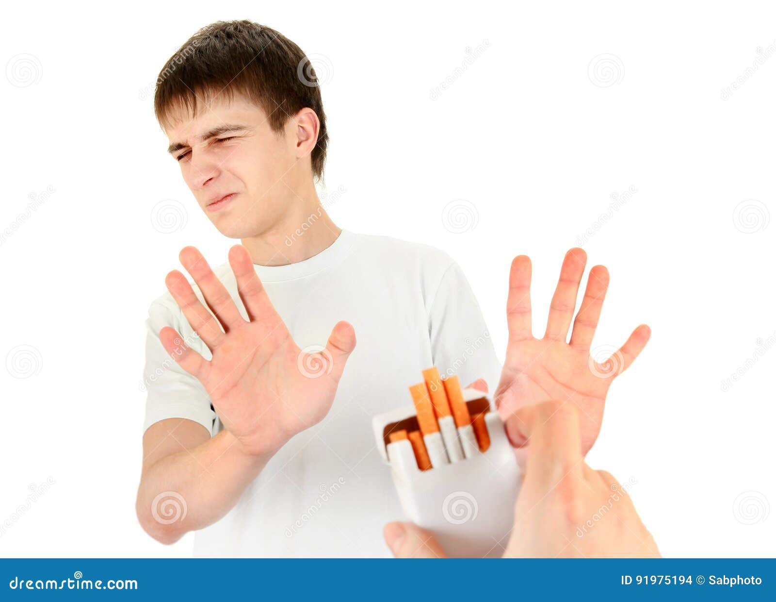 Young Man Refuse a Cigarette Stock Photo - Image of pass, closeup: 91975194