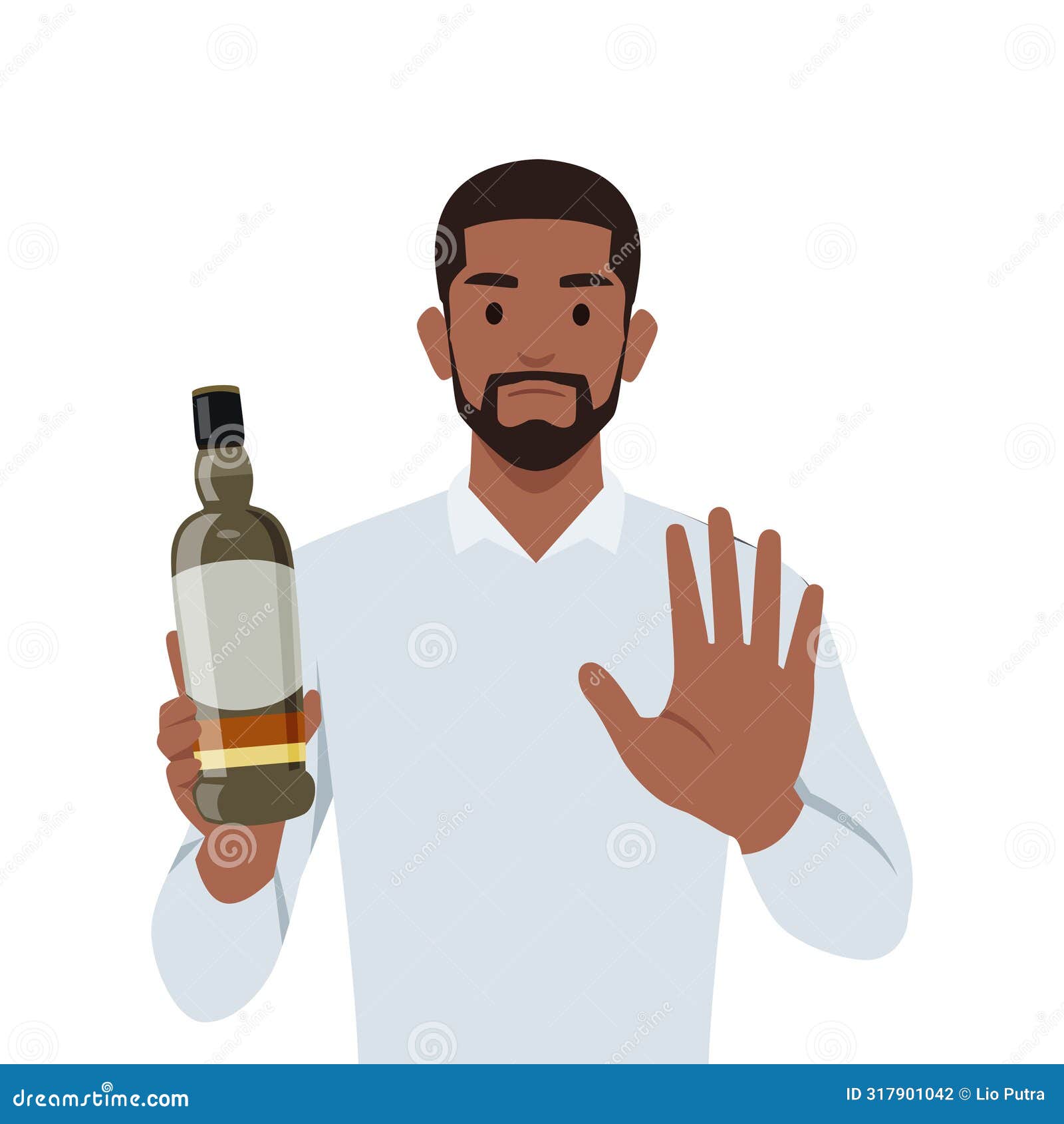 Young Man Refuse Drinking Alcohol. Decisive Male Make Hand Gesture Sign ...