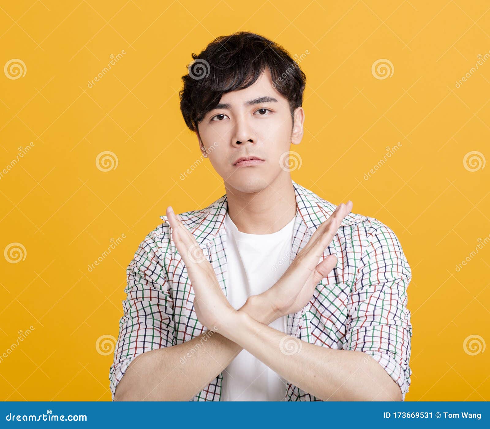 Young Man Refuse Gesture, Crossed Hands Stock Image - Image of closed ...