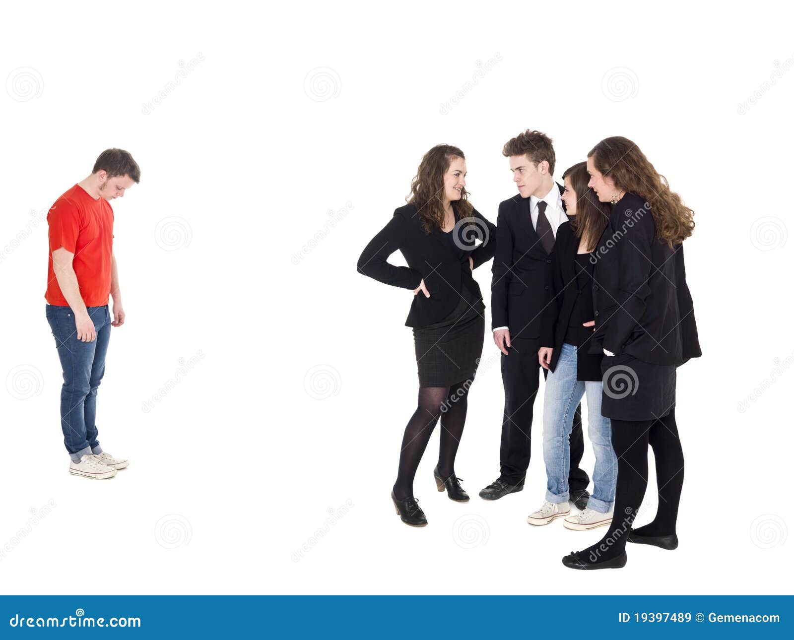 Young Man Rejected from the Group Stock Image - Image of cheerful ...