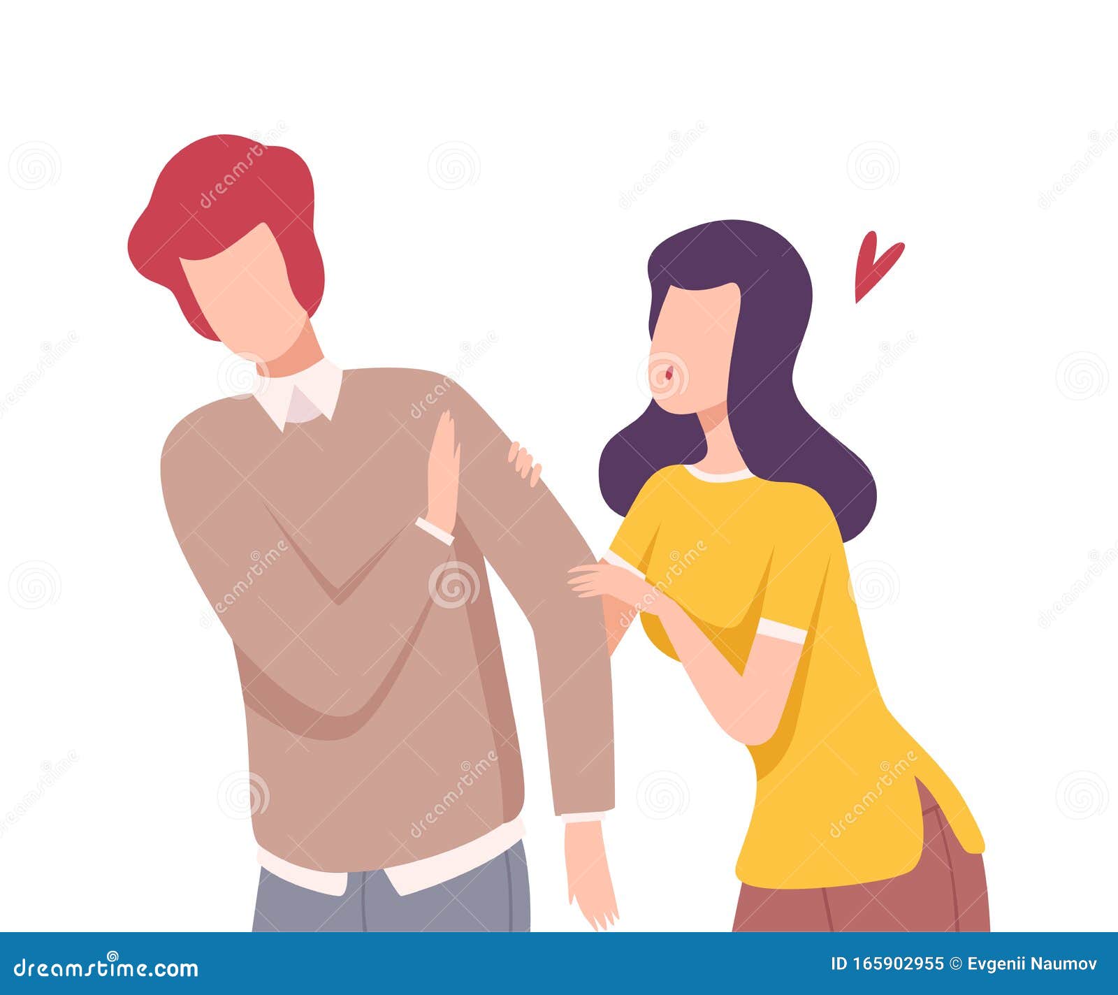Young Man Rejecting Feelings Of Loving Girl Male And Female Characters