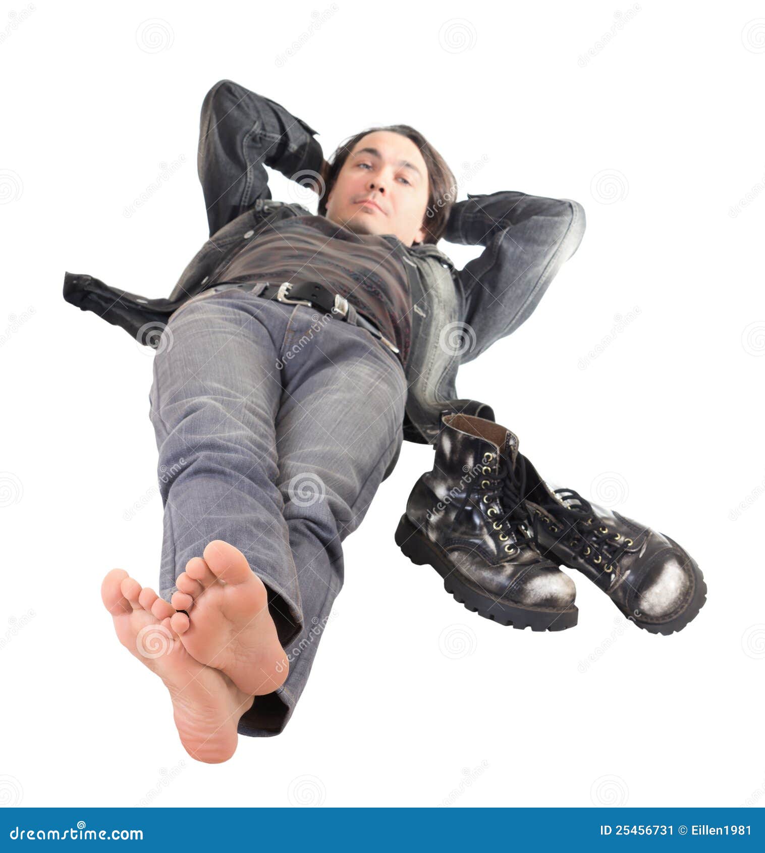 Young Man Relaxing Barefoot Royalty-Free Stock Photo | CartoonDealer ...