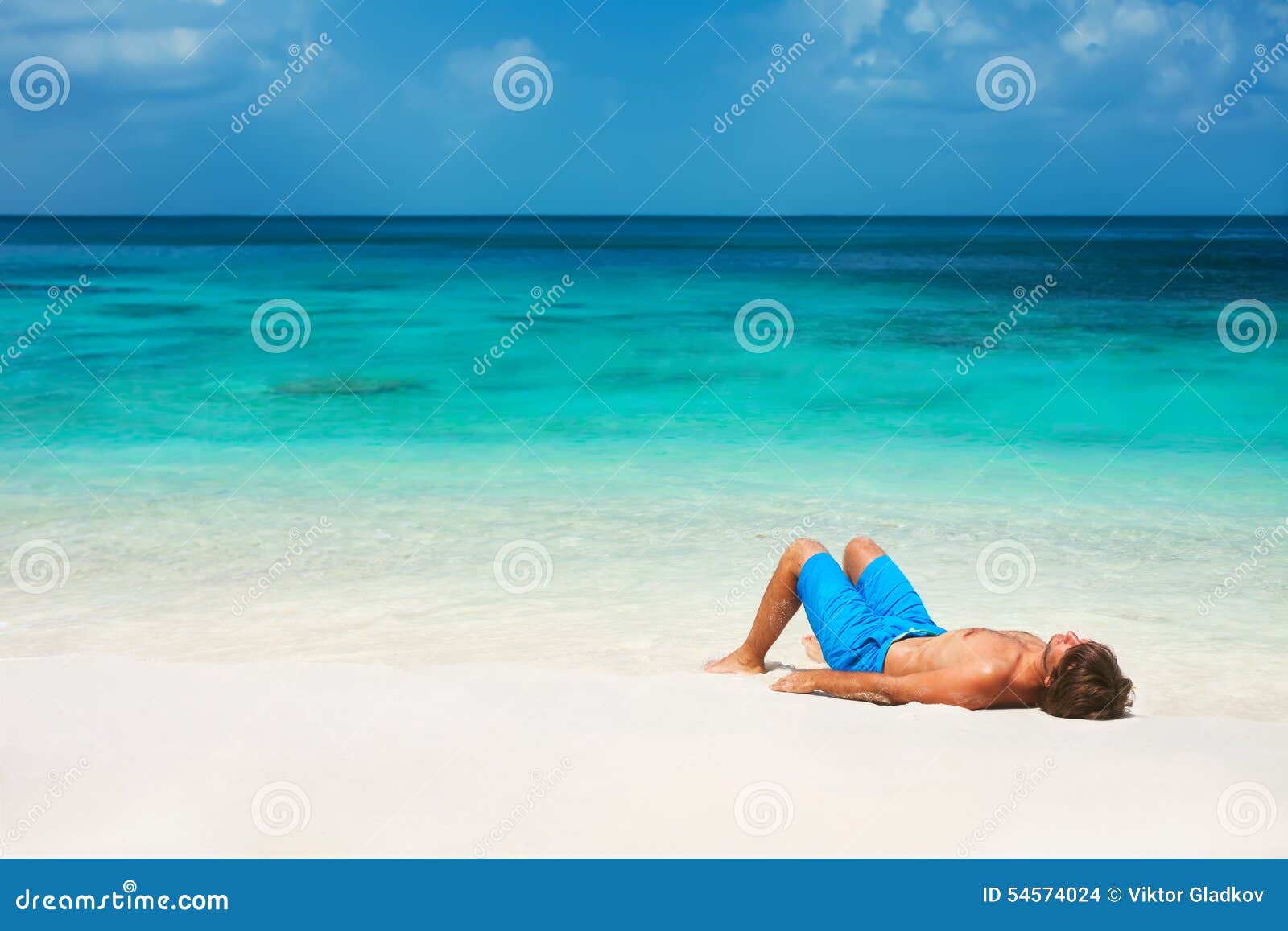 Young Man Relaxing on the Beach Stock Photo - Image of person, model ...