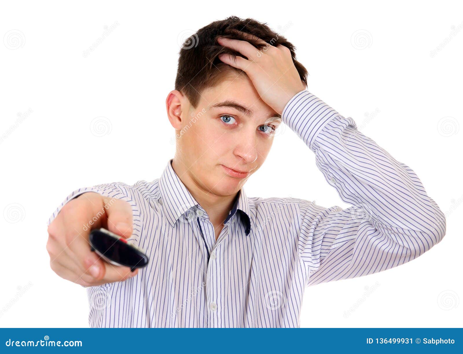 Young Man with a Remote Control Stock Image - Image of anxiety, boring ...
