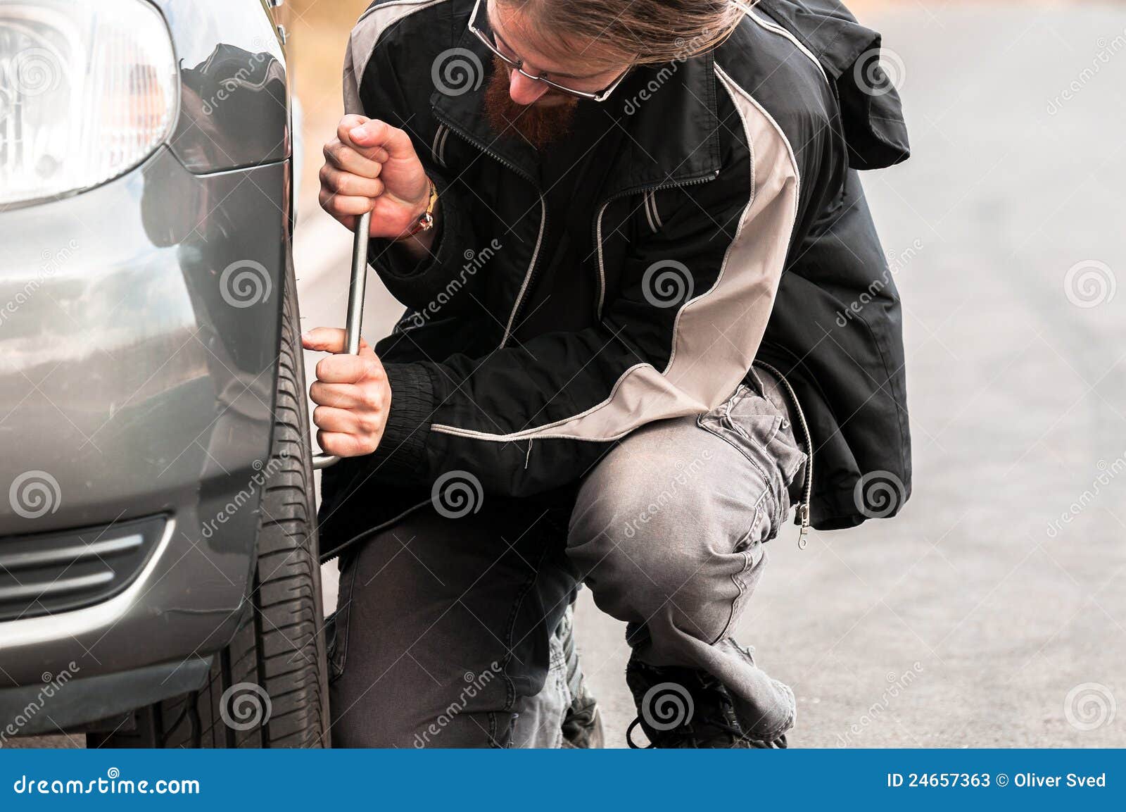 Young man repairing car stock image. Image of manual - 24657363