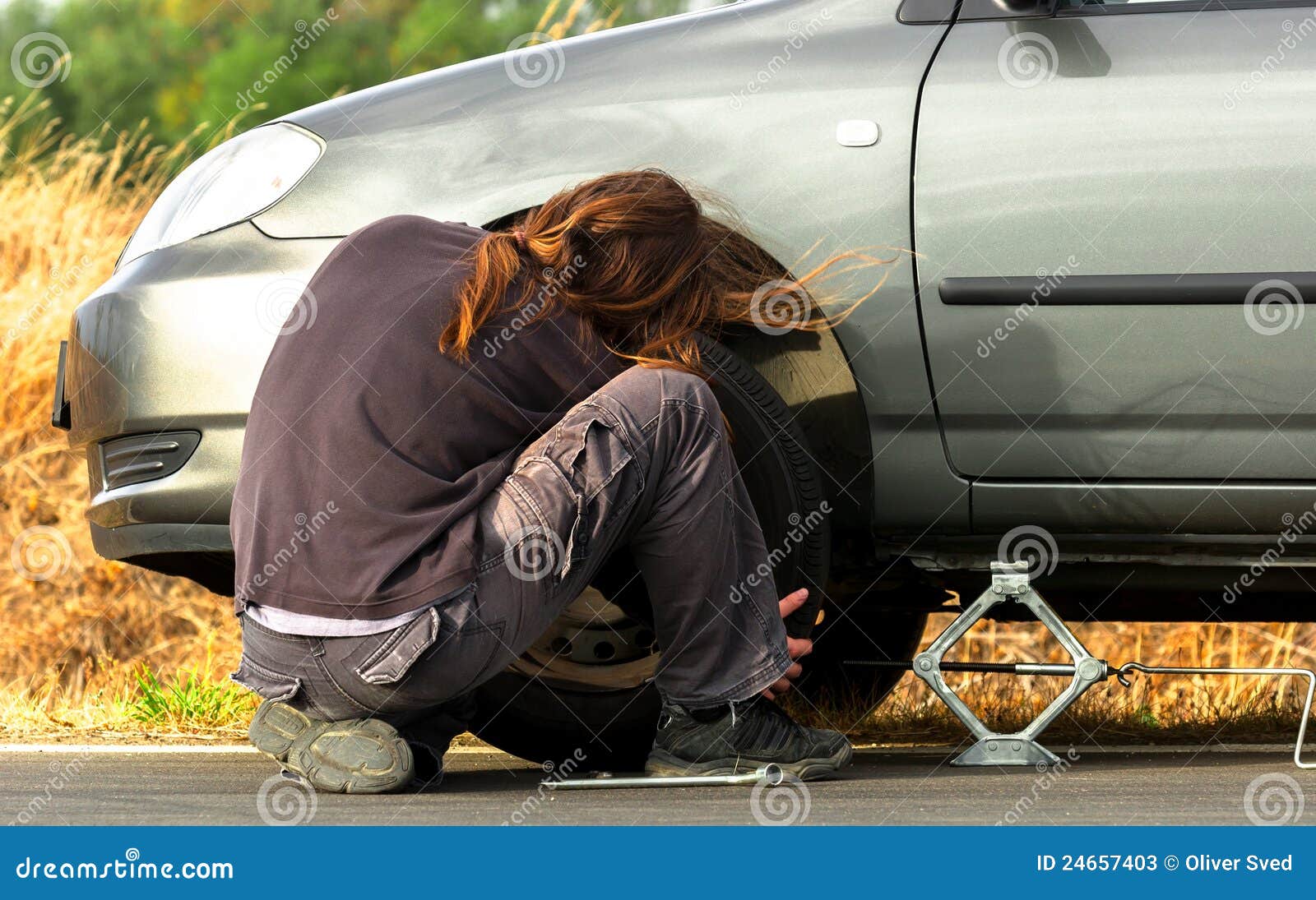 Young Man Repairing the Car Stock Image - Image of stop, problem: 24657403