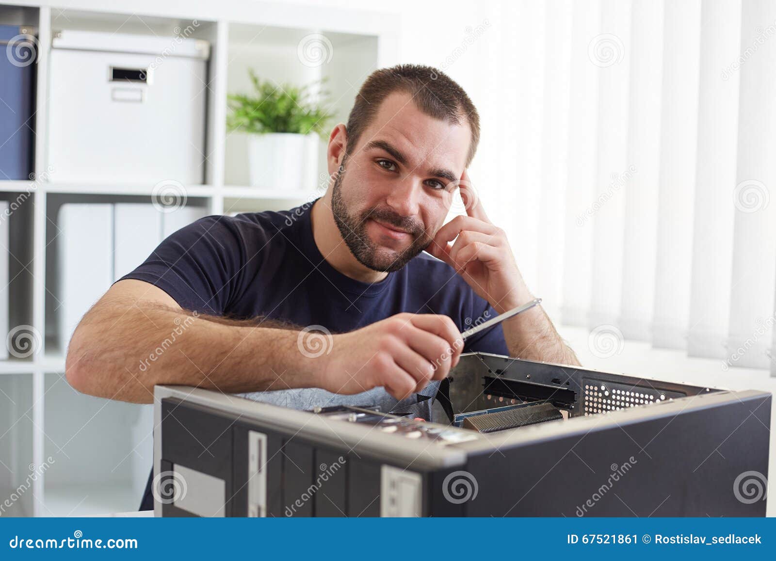 Young Man Repairing Computer Stock Image - Image of motherboard ...