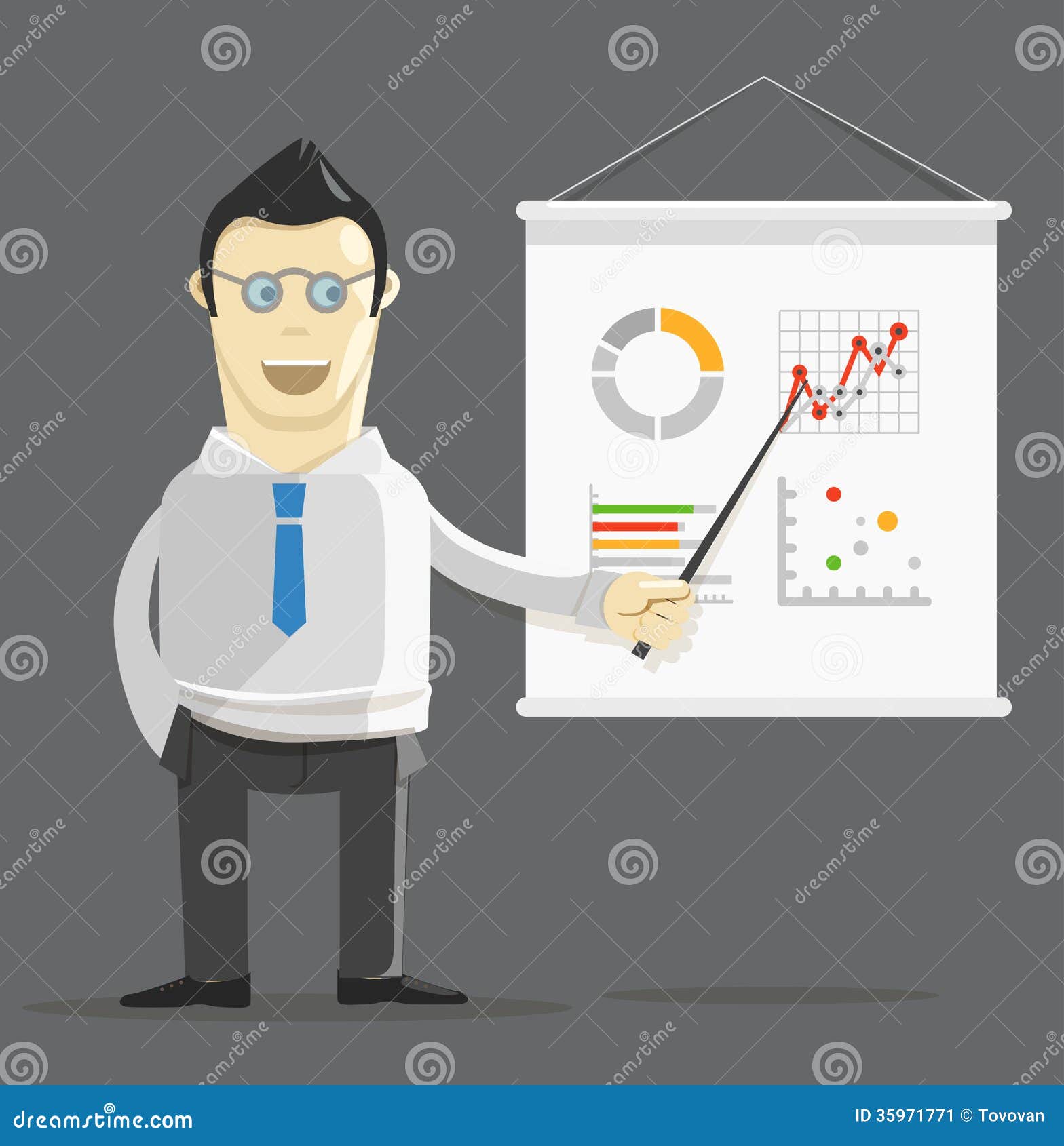 Young Man Reporting on Board Stock Vector - Illustration of information ...