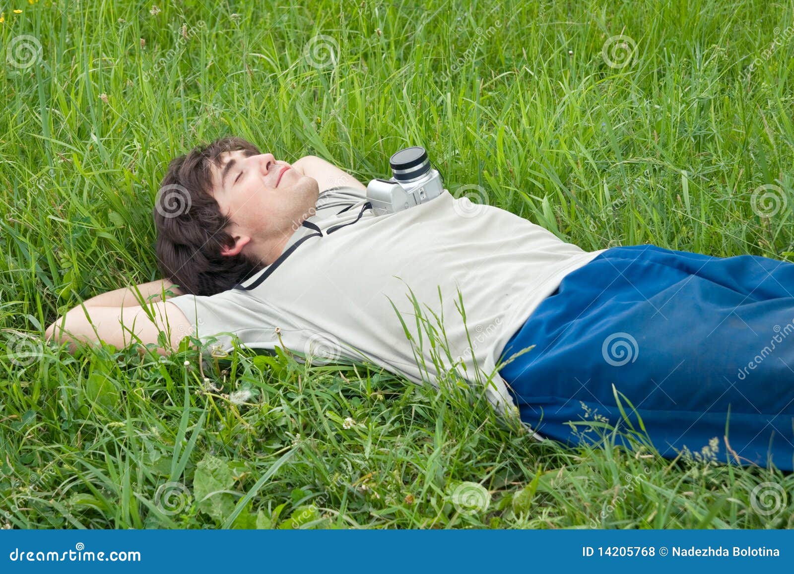 Young man resting stock photo. Image of person, photocamera - 14205768
